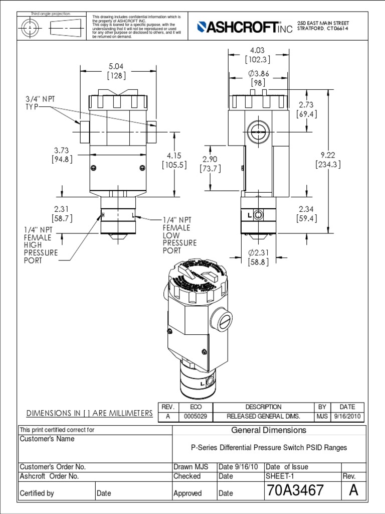 Drawing Differential Switch PD n7 25 Psi 2 | PDF | Business