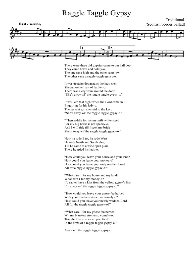Raggle Taggle Gypsy: Fast Traditional (Scottish border ballad ...