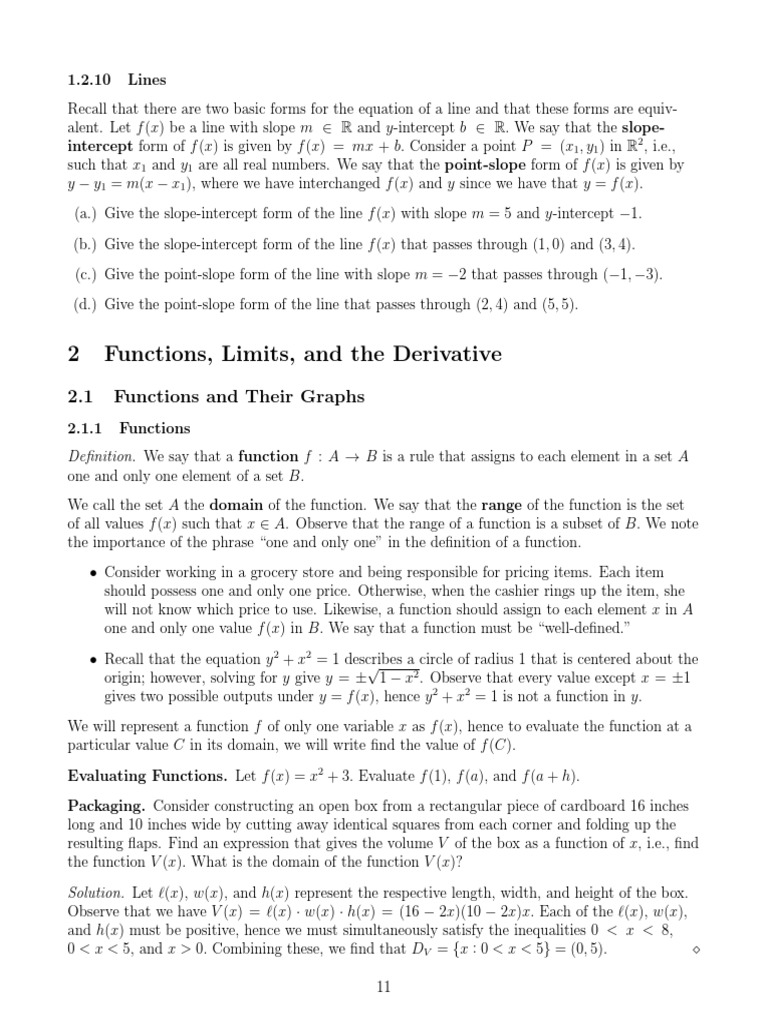 Math 115 Lecture Ii Notes Pdf Function Mathematics Mathematical Relations