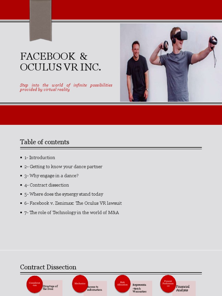 Facebook & Oculus VR Inc | PDF | Mergers And Acquisitions | Virtual Reality