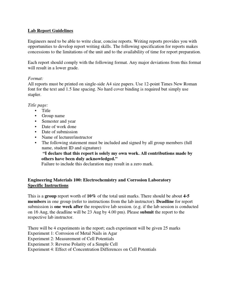 Lab Report Guidelines | PDF | Experiment | Laboratories