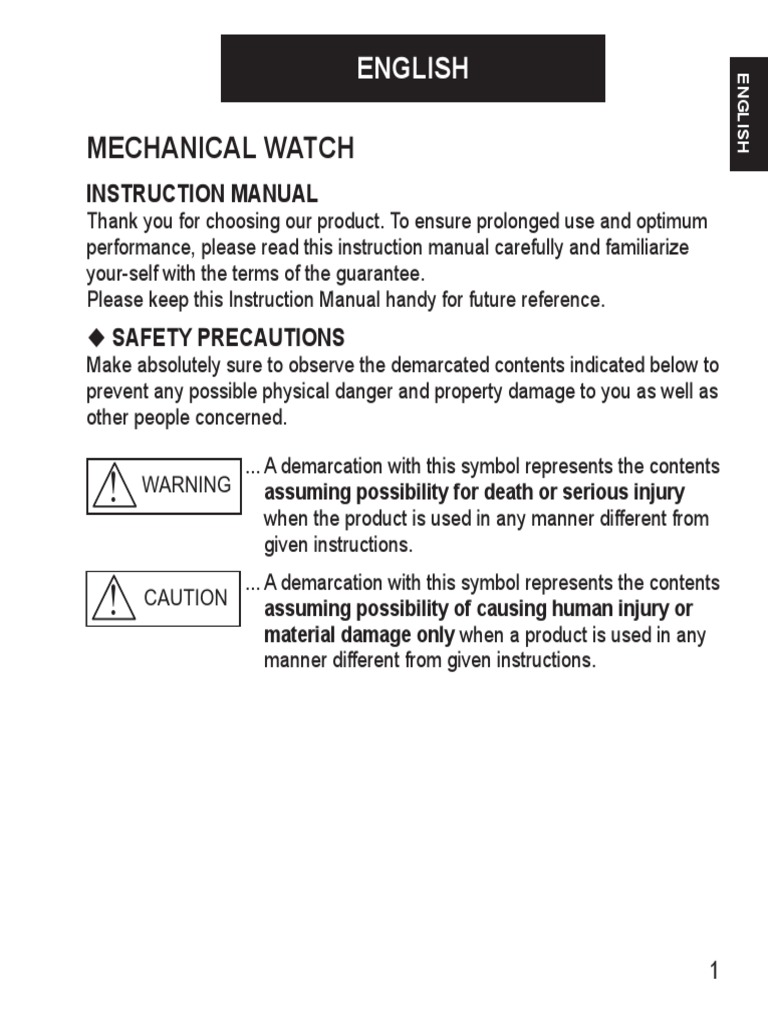 Mechanical Watch Manual | PDF | Watch | Scuba Diving
