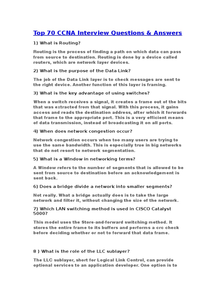 Ccna Interview Questions And Answers Pdf Ip Address Transmission