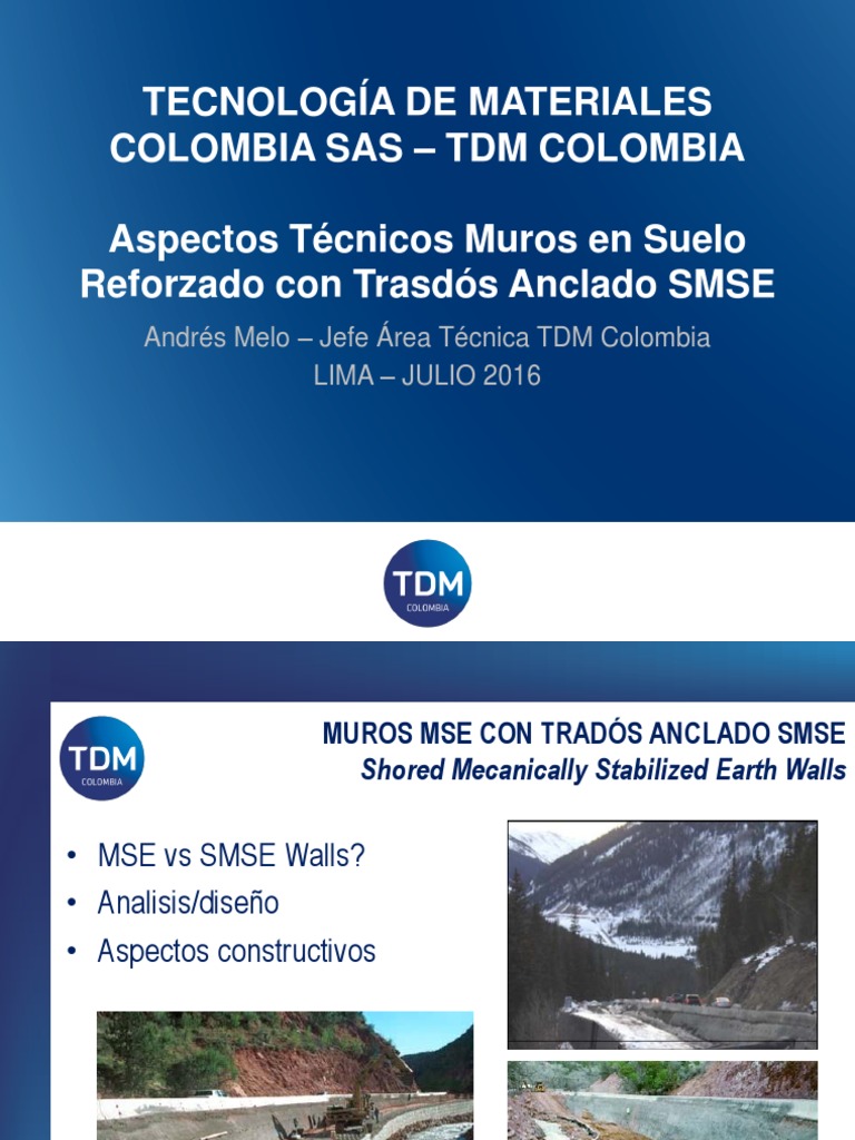 SMSE - Muros en Suelo Reforzado Con Trasdos Anclado | PDF | Enseñanza ...