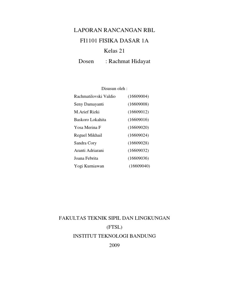 Laporan Rancangan RBL Fisika Dasar 1A | PDF