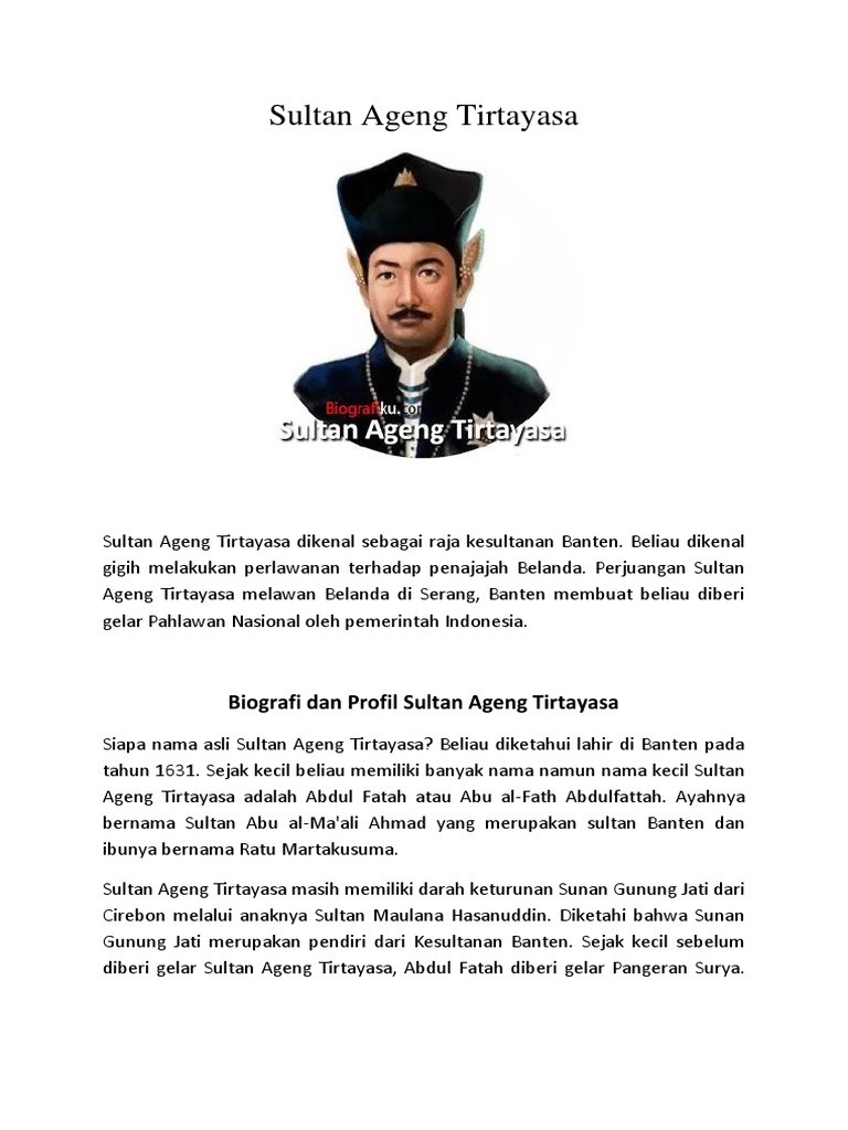 Biografi Sultan Ageng Tirtayasa | PDF