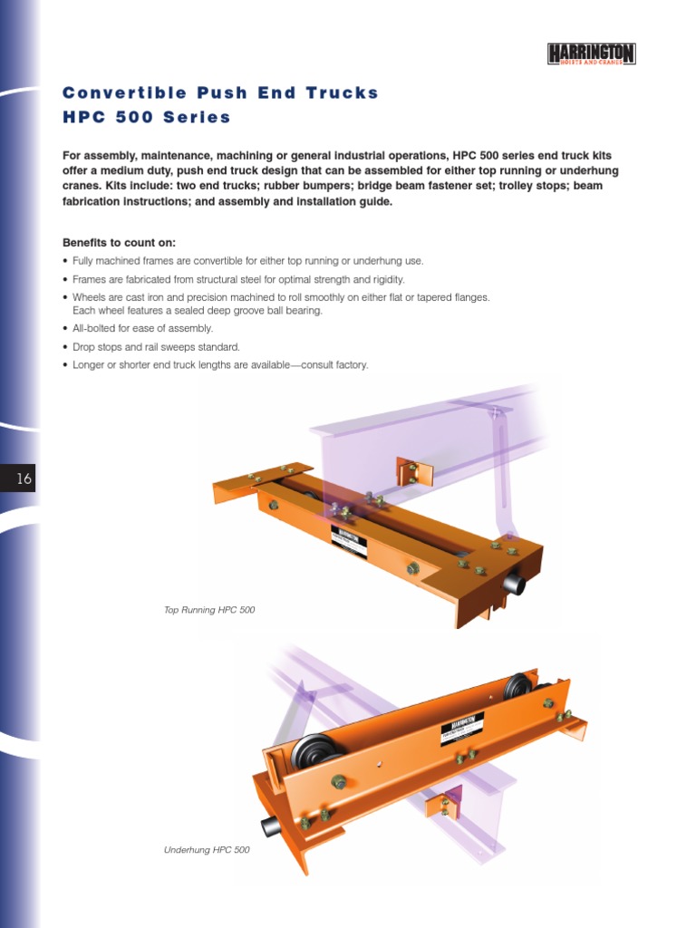 Convertible Push End Trucks HPC 500 Series | PDF | Truck | Track (Rail ...