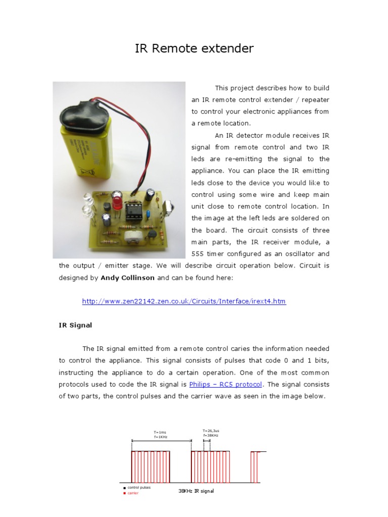 IR Remote Extender | PDF | Infrared | Remote Control