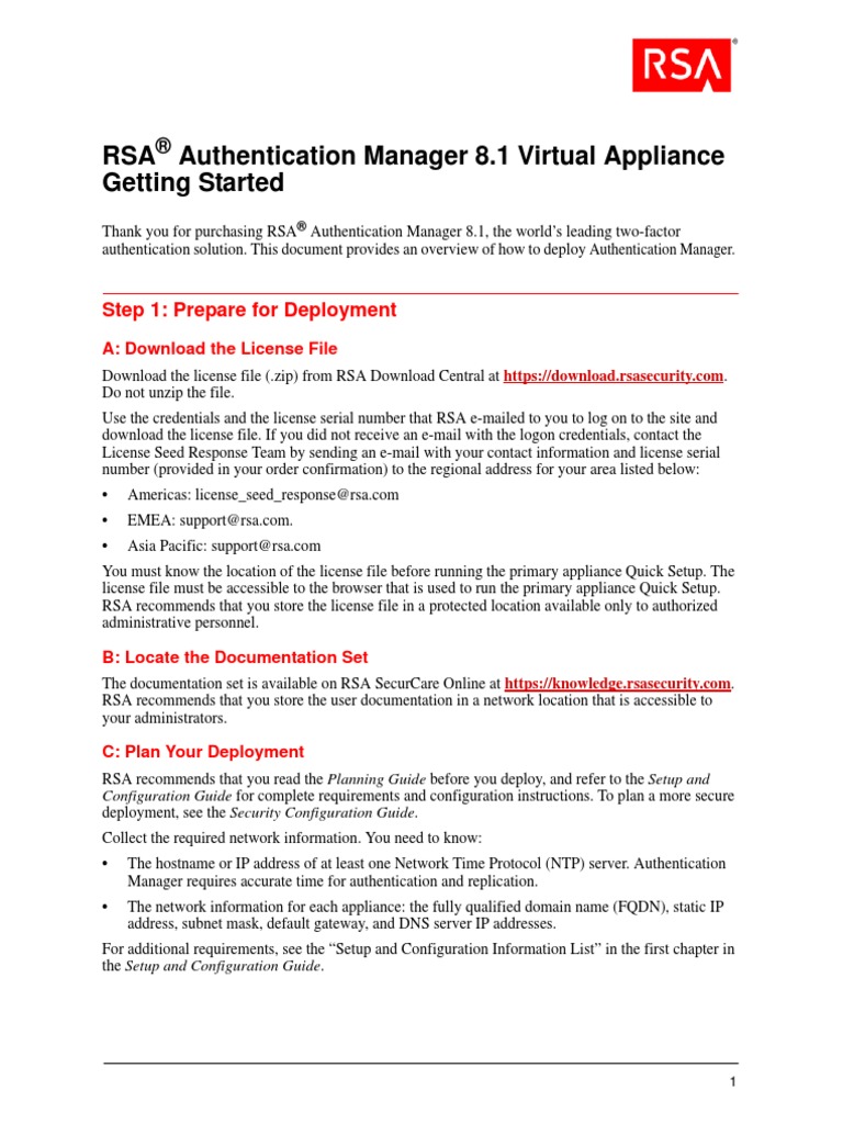 RSA AM Virtual Appliance Getting Started | PDF | V Mware | Command Line ...