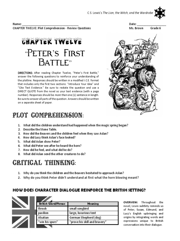 The Lion The Witch and The Wardrobe - Chapter 12 - Review Questions PDF ...