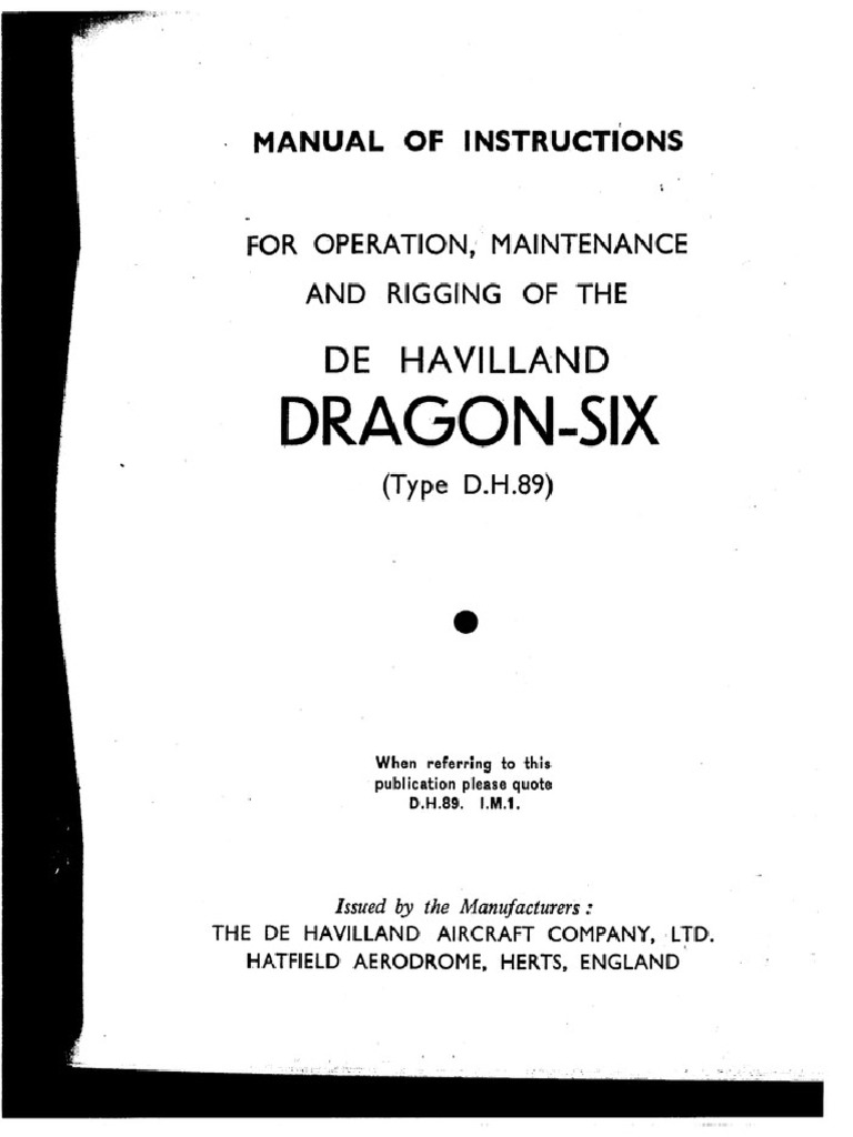 DH.89 Operations and Rigging Technical Manual | PDF