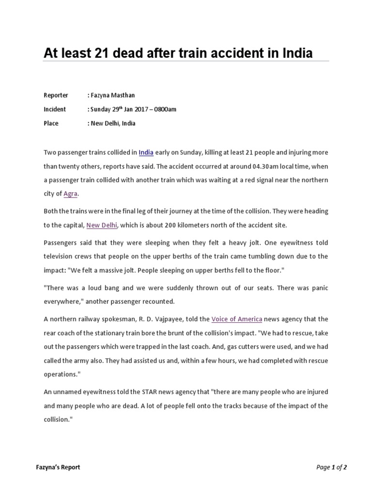 Train Accident Report | PDF | Train | Rail Transport