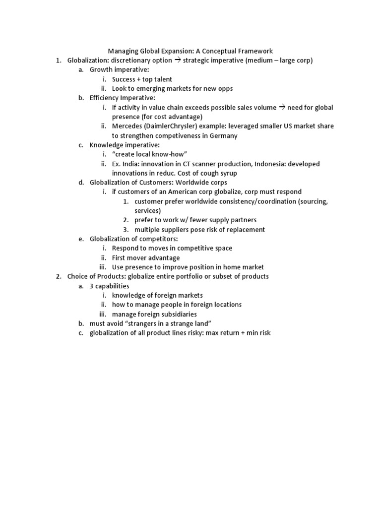 Managing Global Expansion Framework | PDF | Globalization | Supply Chain