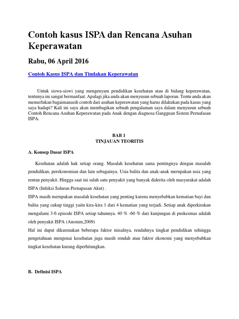 Contoh Kasus ISPA Dan Kasus | PDF