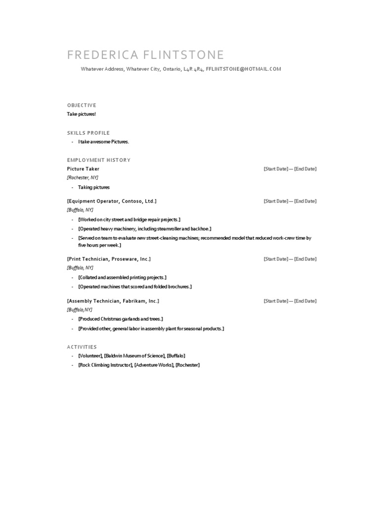 Chronological Resume Frederica Flintstone | PDF