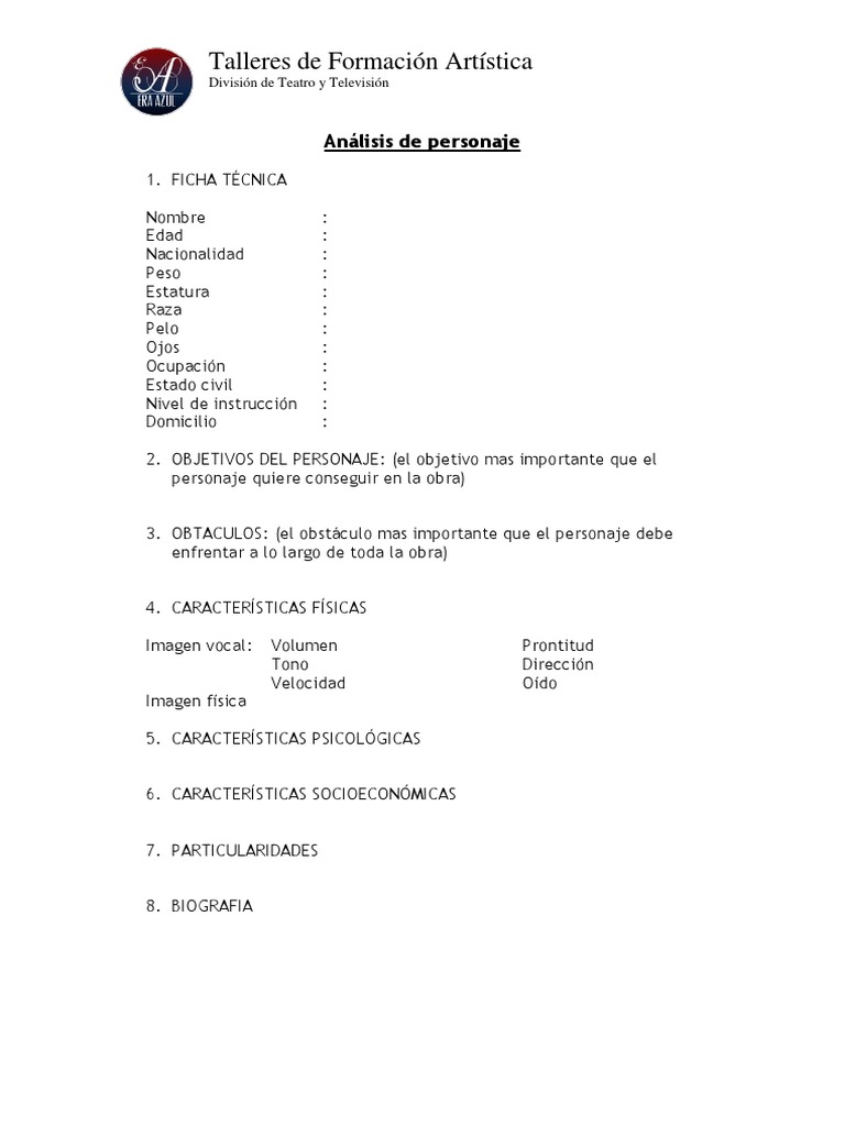 Análisis de Personaje | PDF | Ocio