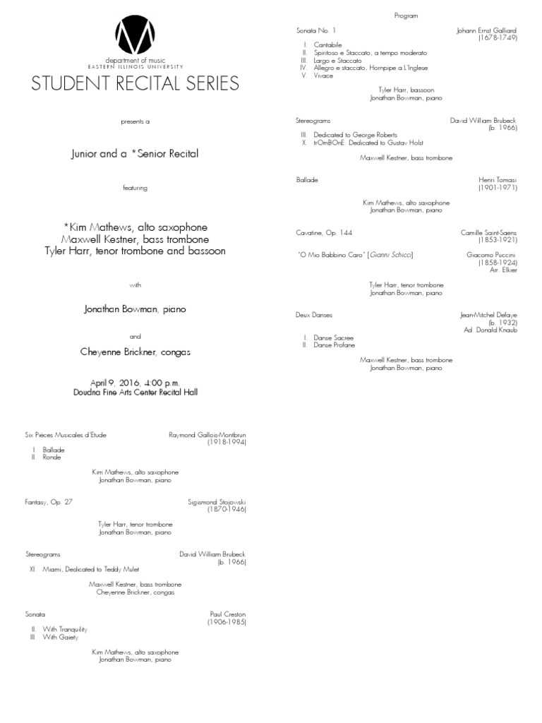 senior recital program | Trombone | Musical Forms