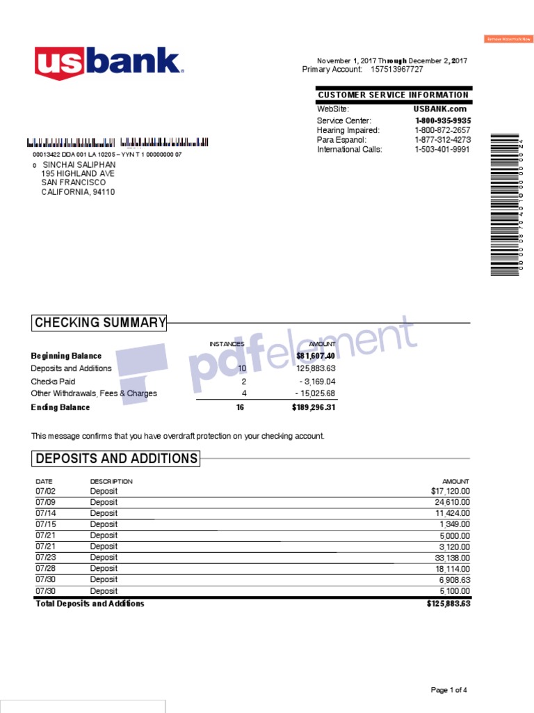 Sample Bank Statement | PDF | Cheque | Deposit Account