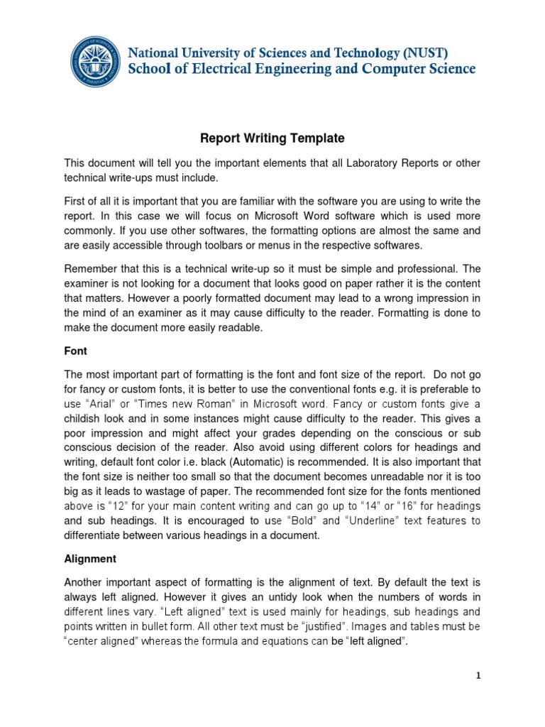 Report Writing Template-1 | PDF | Typefaces | Microsoft Word