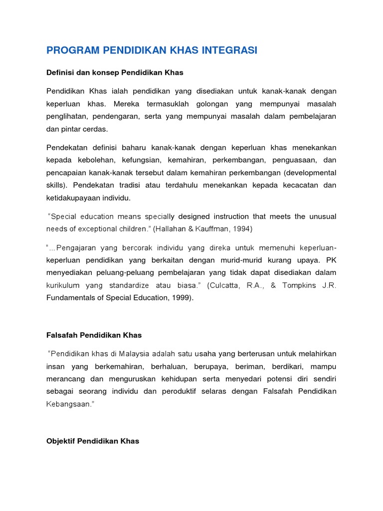 Program Pendidikan Khas Integrasi | PDF