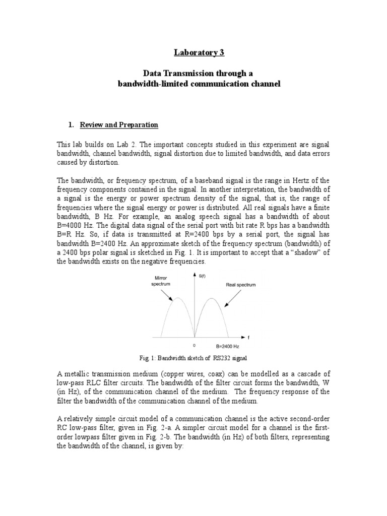 Lab 3 | PDF | Bandwidth (Signal Processing) | Low Pass Filter