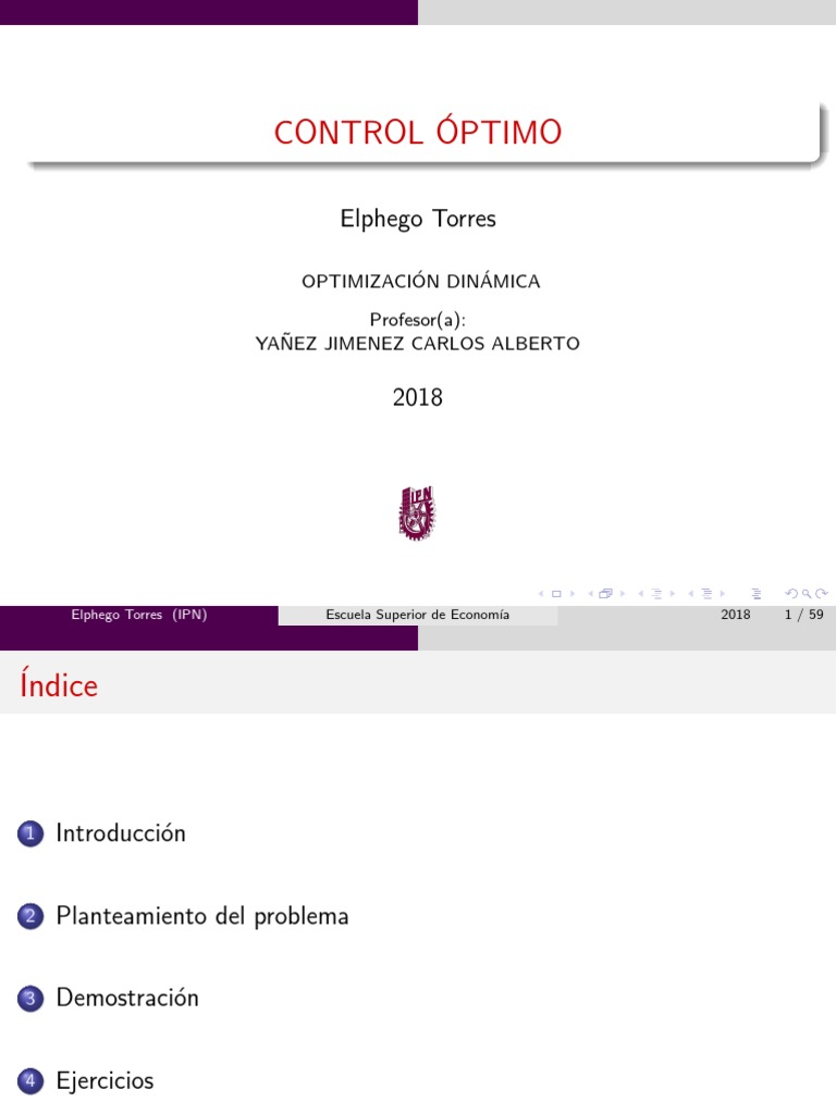 Optimización Dinámica: Ejemplos de Control Optimo | PDF | Economía matemática | Optimización ...