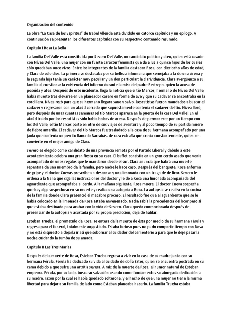 Resumen de La Casa de Los Espiritus | PDF