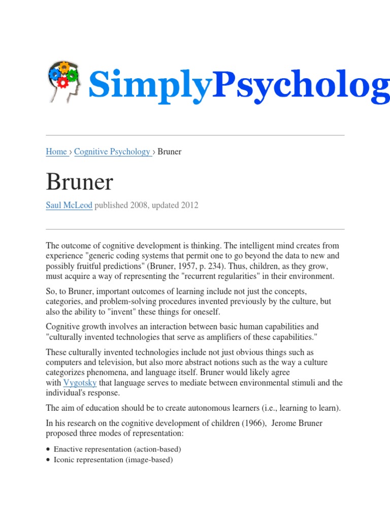 Teorya Ni Bruner | PDF | Schema (Psychology) | Cognitive Development