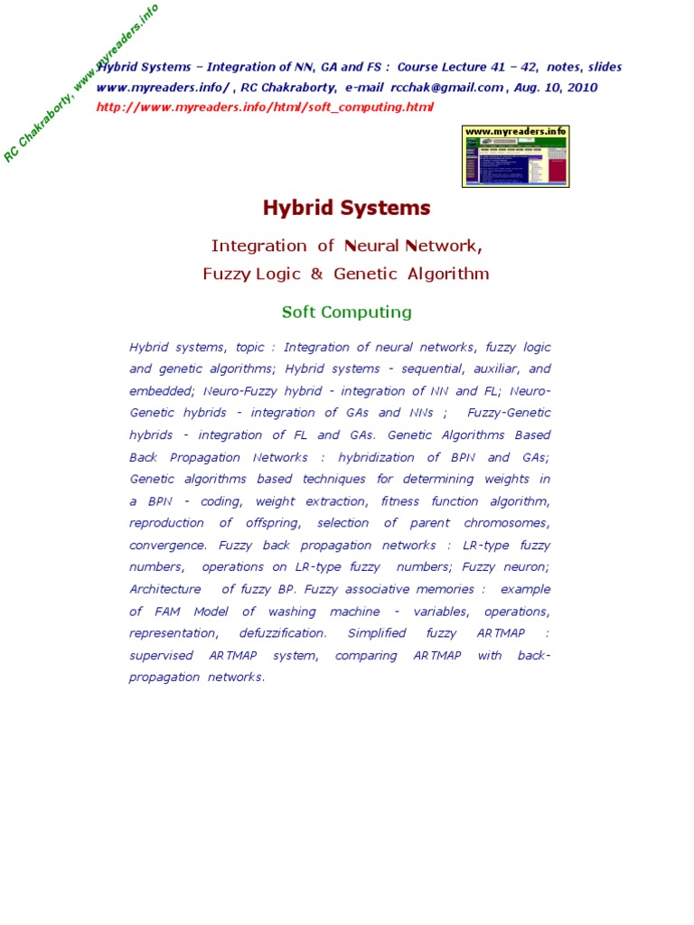 Hybrid Systems: Integration of Neural Network, Fuzzy Logic & Genetic ...