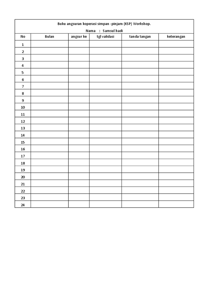 Buku Angsuran KSP Samsul Hadi | PDF | Pengelolaan Keuangan & Uang