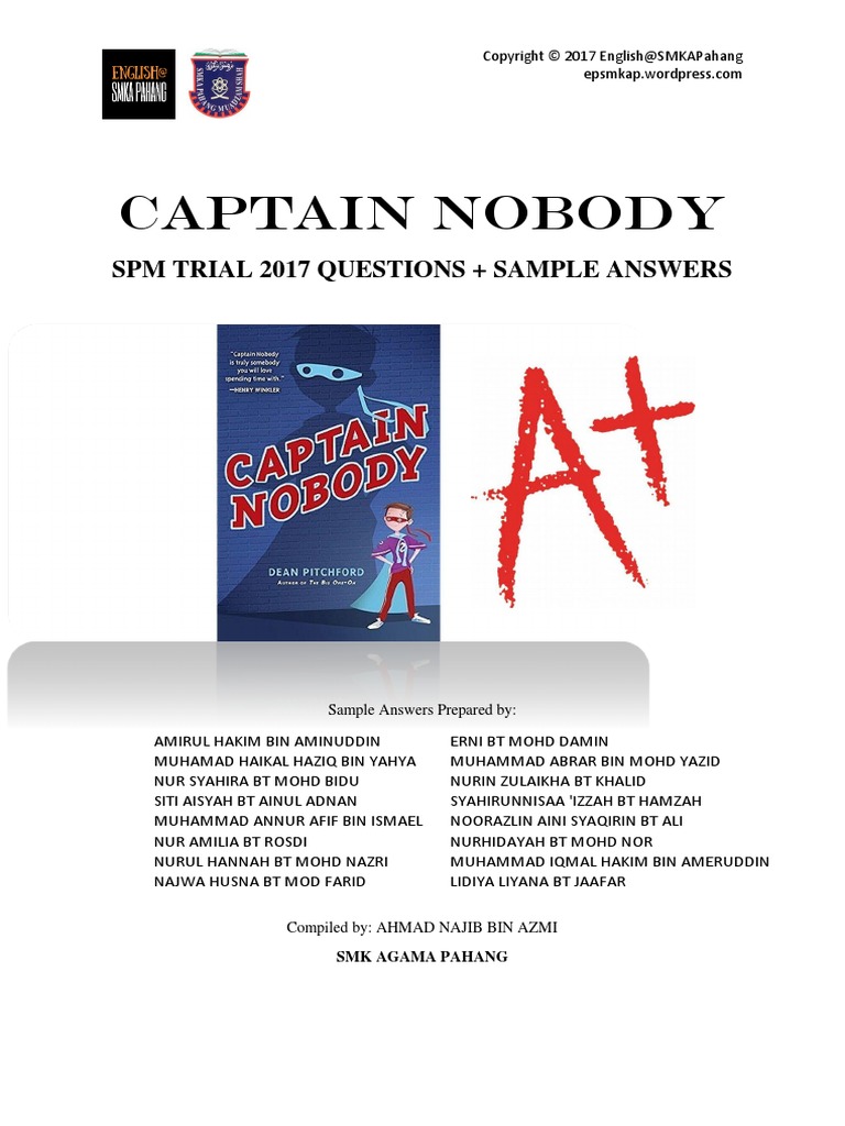 Captain Nobody SPM Trial 2017 Sample Answers | PDF