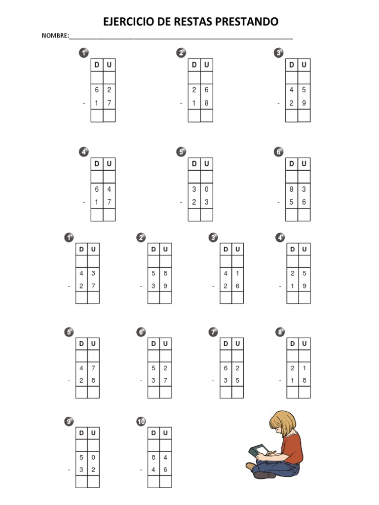 Ejercicio de Restas Prestando | PDF | Deportes | Ocio