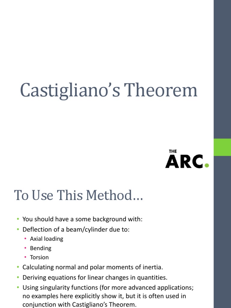Castigliano S Theorem PDF | PDF | Bending | Calculus Of Variations