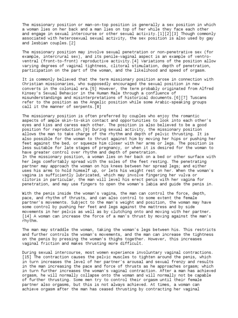 Missionary | PDF | Sexual Intercourse | Mating