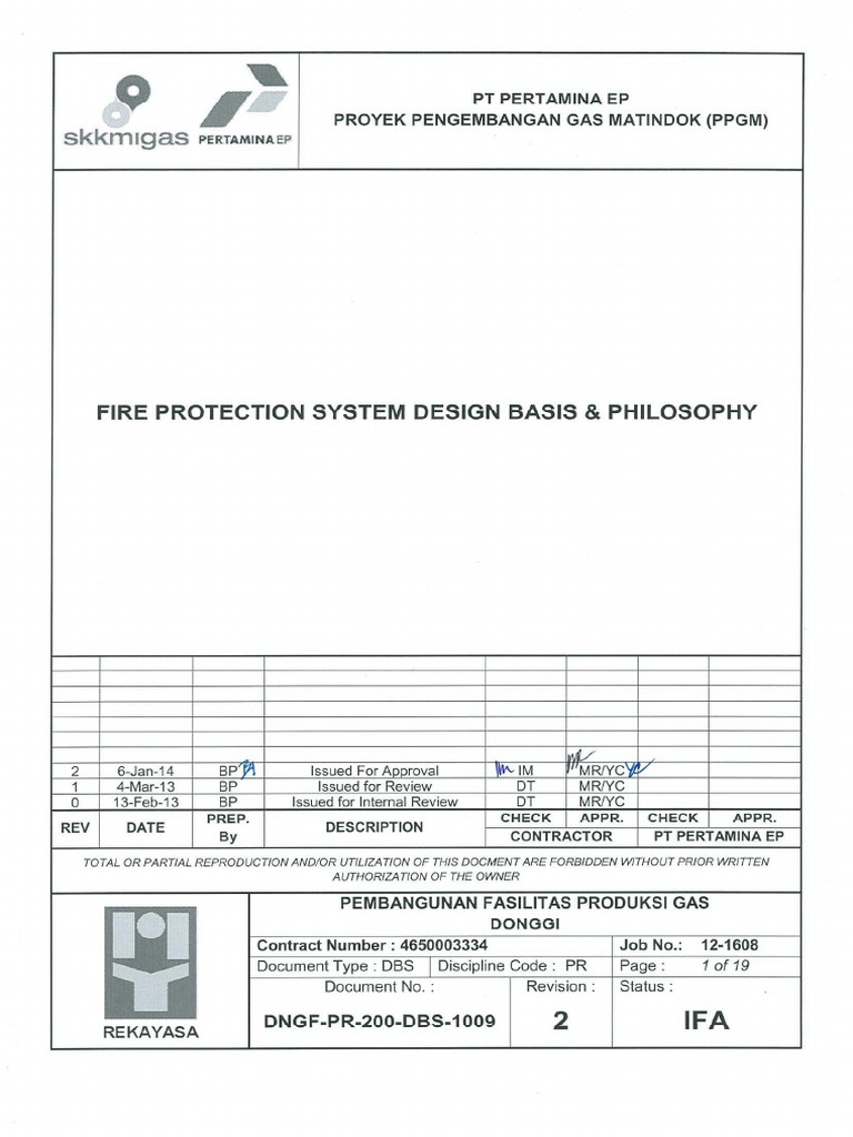 DNGF PR 200 Dbs 1009-2-1 3 Fire Protection System Design Basis and Philosophy | PDF | Fire ...