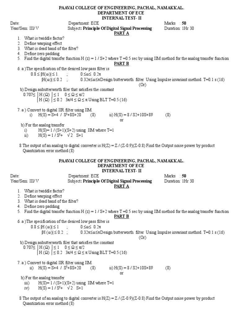 DSP Question | PDF | Digital Signal Processing | Analogue Electronics