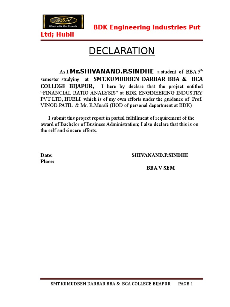 BDK Engineering Industries Put LTD Hubli | PDF | Revenue | Gross Margin