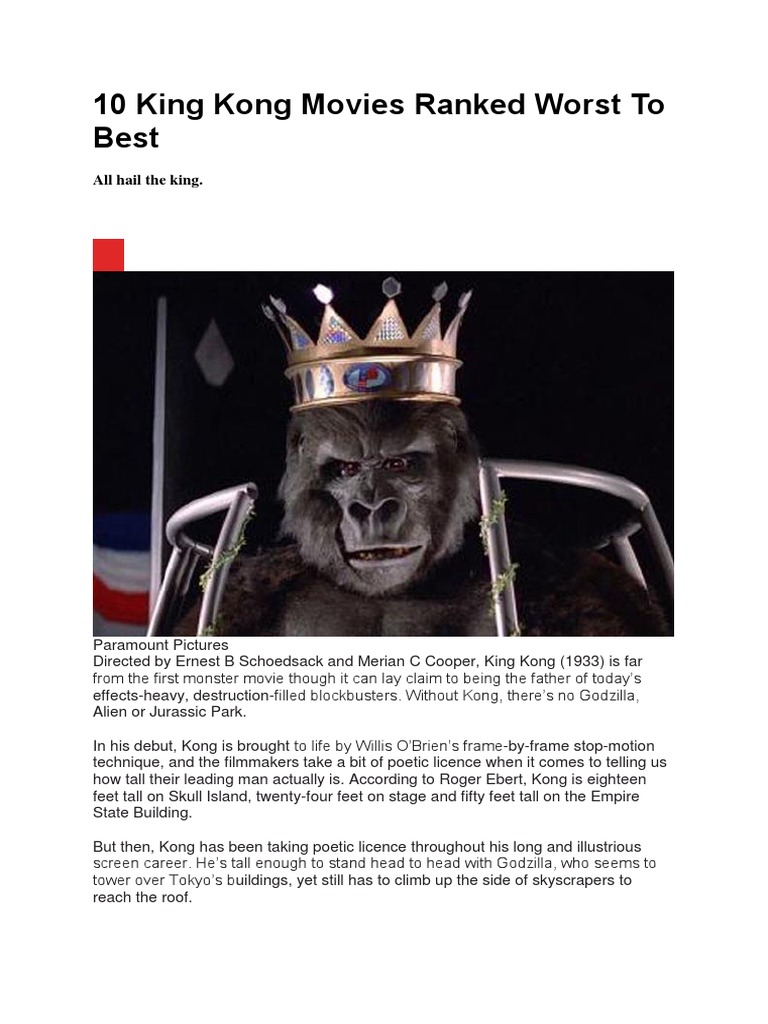 10 King Kong Movies Ranked Worst to Best | Cinema | Leisure