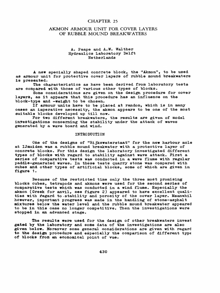 Akmon Unit for Rubble Mound Breakwaters | PDF | Physics | Nature