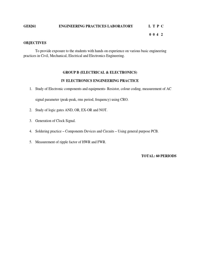 Ge8261 - Engineering Practices Laboratory | PDF