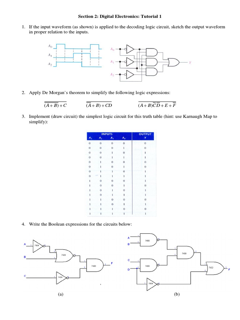 Decoding Logic Circuits, De Morgan's Theorem, and Boolean Expressions ...