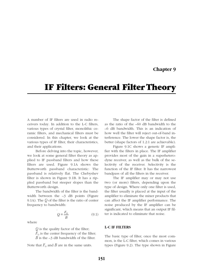 IF Filters: General Filter Theory: Q Is The Quality Factor of The ...