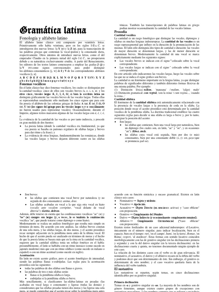 Gramática Latina | PDF | latín | Vocal
