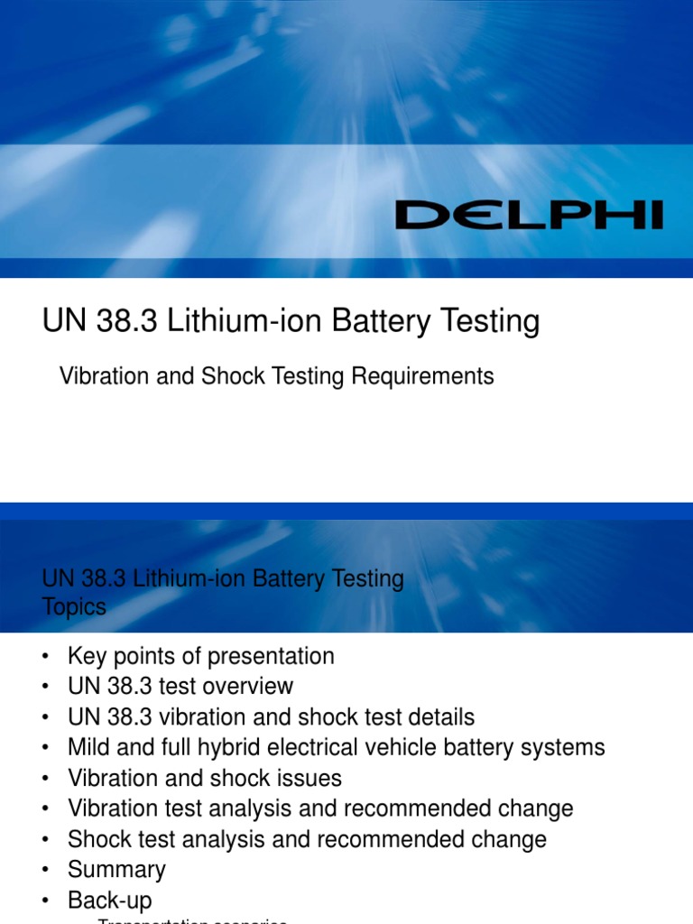 UN 38.3 Lithium-Ion Battery Testing: Vibration and Shock Testing ...