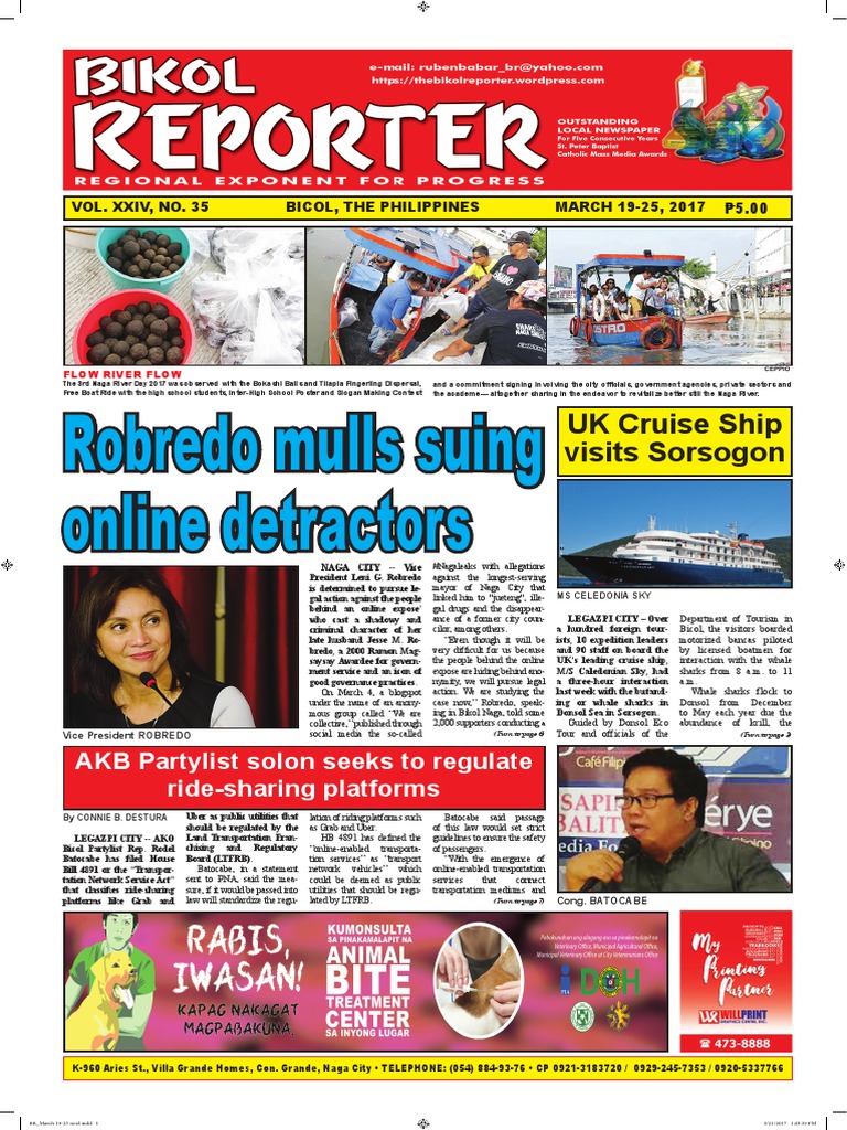 Robredo Mulls Suing Online Detractors: Uk Cruise Ship Visits Sorsogon ...