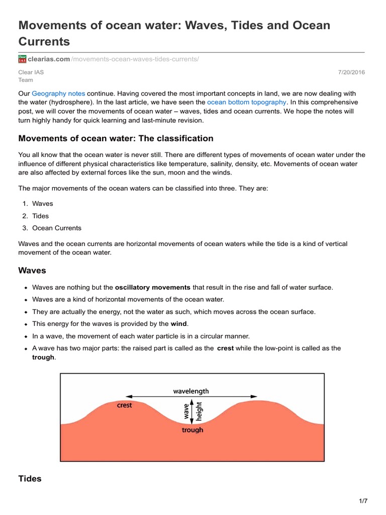 Ocean Water Waves | PDF | Tide | Apsis