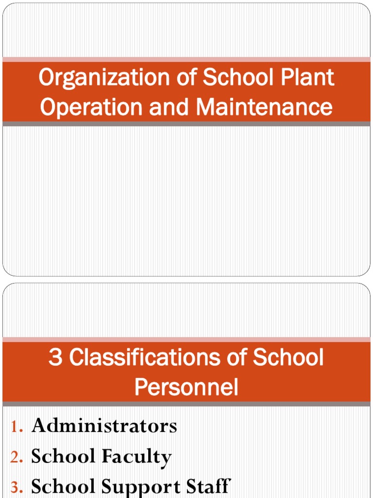 Organization of School Plant Operation and Maintenance | PDF | School ...