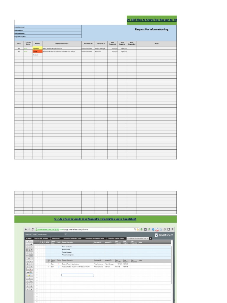 Ic Request For Information Log Template | PDF