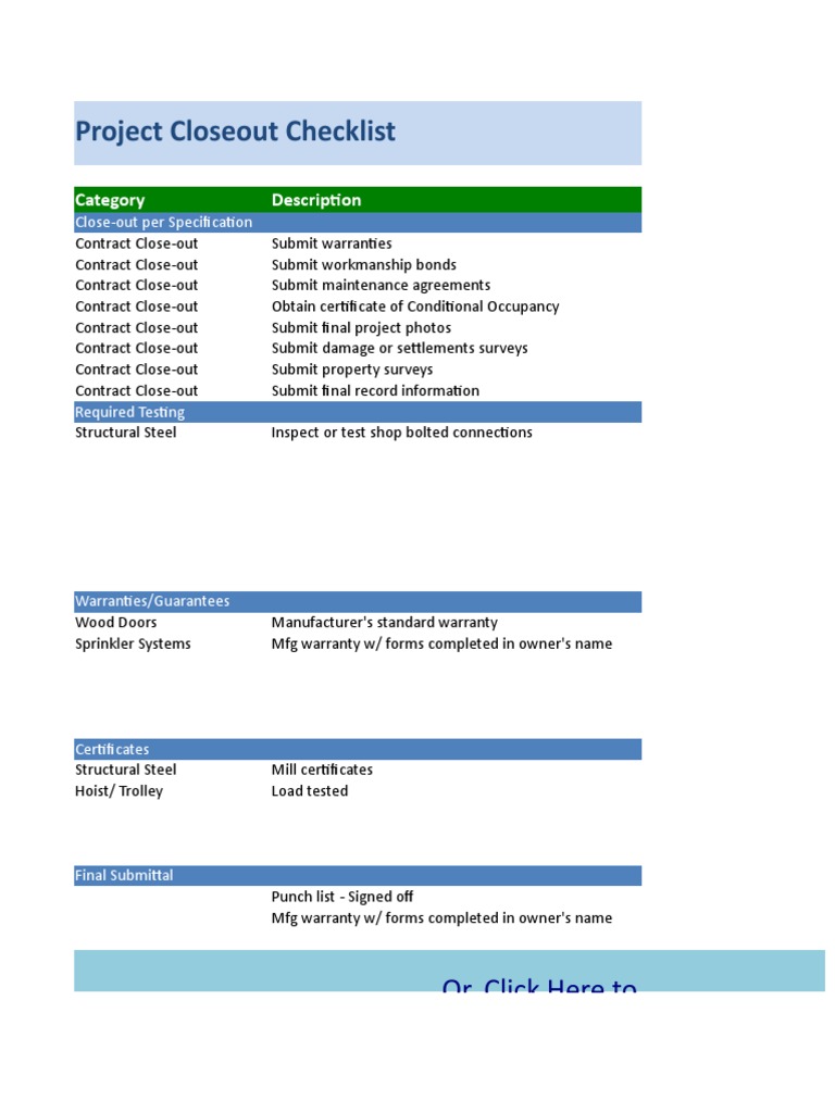 Or, Click Here To Create Your Project Closeout Checklist in Smartsheet ...
