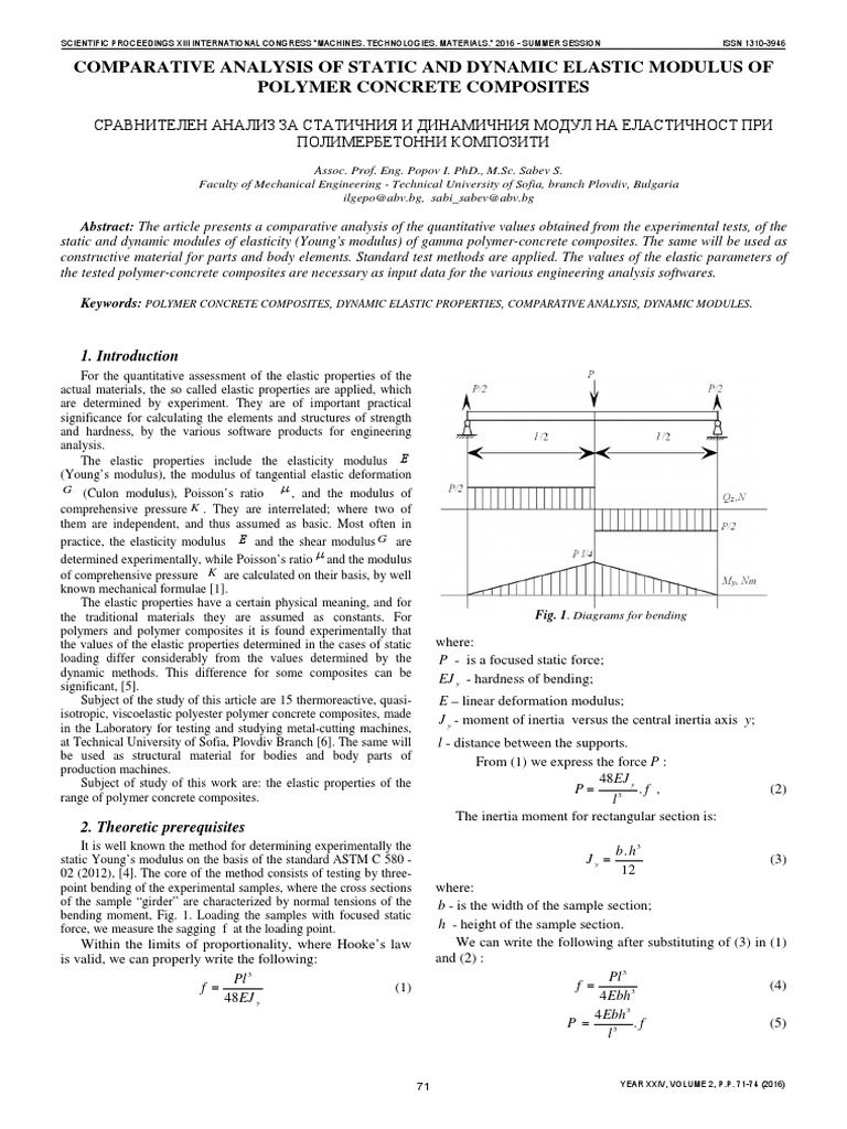 Parative Analysis of Static and Dynamic Elastic Modulus of Polymer ...